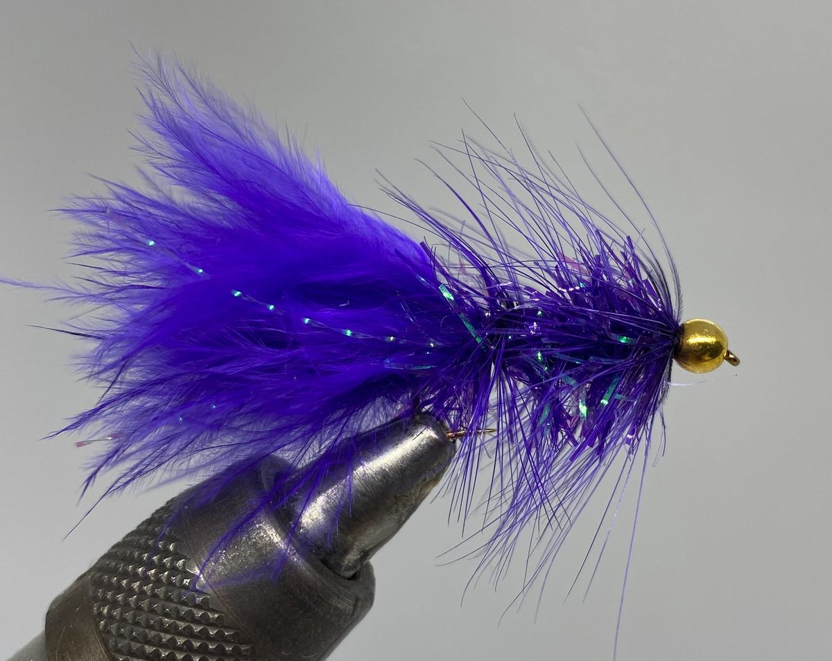 One Dozen (12) - Beadhead Crystal Bugger - Purple - Streamer – Strike Fly