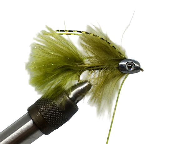 Six (6) - Fish Skull Bugger - Olive - Streamer – Strike Fly